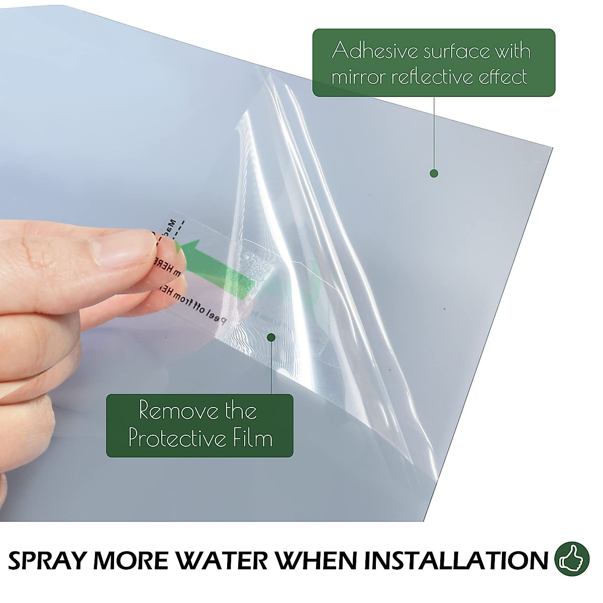 STATINT Window Film Privacy One Way Mirror Glass Tint Heat Control Sun UV Blocking Sliding Door Tinting Reflective Static Cling for Home, Black-Silver, 17.3 Inch X 16.4 Feet