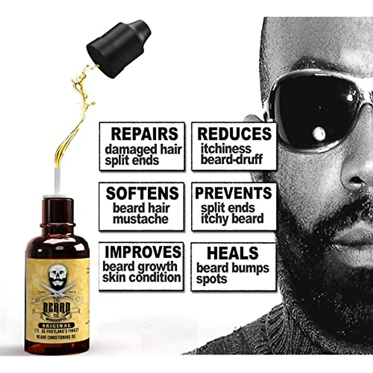 Beard Grooming Kit in Metal Tin - The Beard & The Wonderful 5 Piece Beard Grooming Kit for Men Includes Moustache Wax, Beard Oil, Beard Balm, Pocket-Sized Beard Comb & Beard Scissors | Original Scent