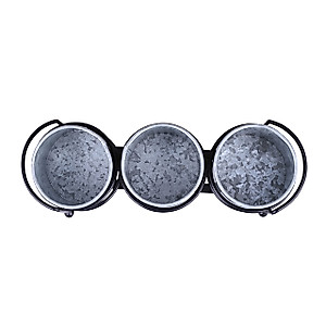 Metal Flatware, Cutlery, Kitchen Utensil & Silverware Caddy Organizer Bin Holder for Forks, Spoons, Knives - Galvanized Caddy Storage Set of 3 Buckets - Perfect Kitchen Countertop for Kitchen Decor