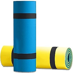 Floating Mat Water Mat Lily Pad with Rolling Pillow Design, Bouncy Tear-Resistant 3-Layer XPE Foam, Roll-Up Floating Island River Rafts,Blue (Color : Yellow, Size : 1.8mx0.6mx3.3cm)