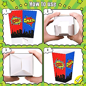 Containlol 24 Pcs Popcorn Boxes Party Favors Snack Treat Box Candy Cookie Container for Movie Cinema Theme Birthday Party Baby Shower Favor Supplies(Cheerful Style)