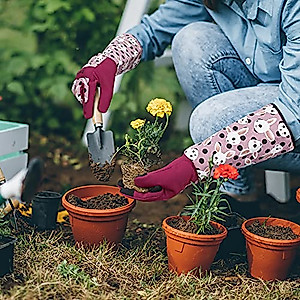 BARST Long Sleeve Gardening Gloves, Rose Pruning Thorn Proof Gardening Gloves Synthetic Leather Puncture Proof Garden Gauntlet for Bushes Cacti Gardener Gift