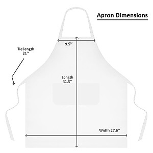 Hi loyaya 2 Pack White Apron and Chef hat, Cooking Kitchen Bib Aprons for Women Men Chef with Pockets for BBQ Grilling Baking (2, White)