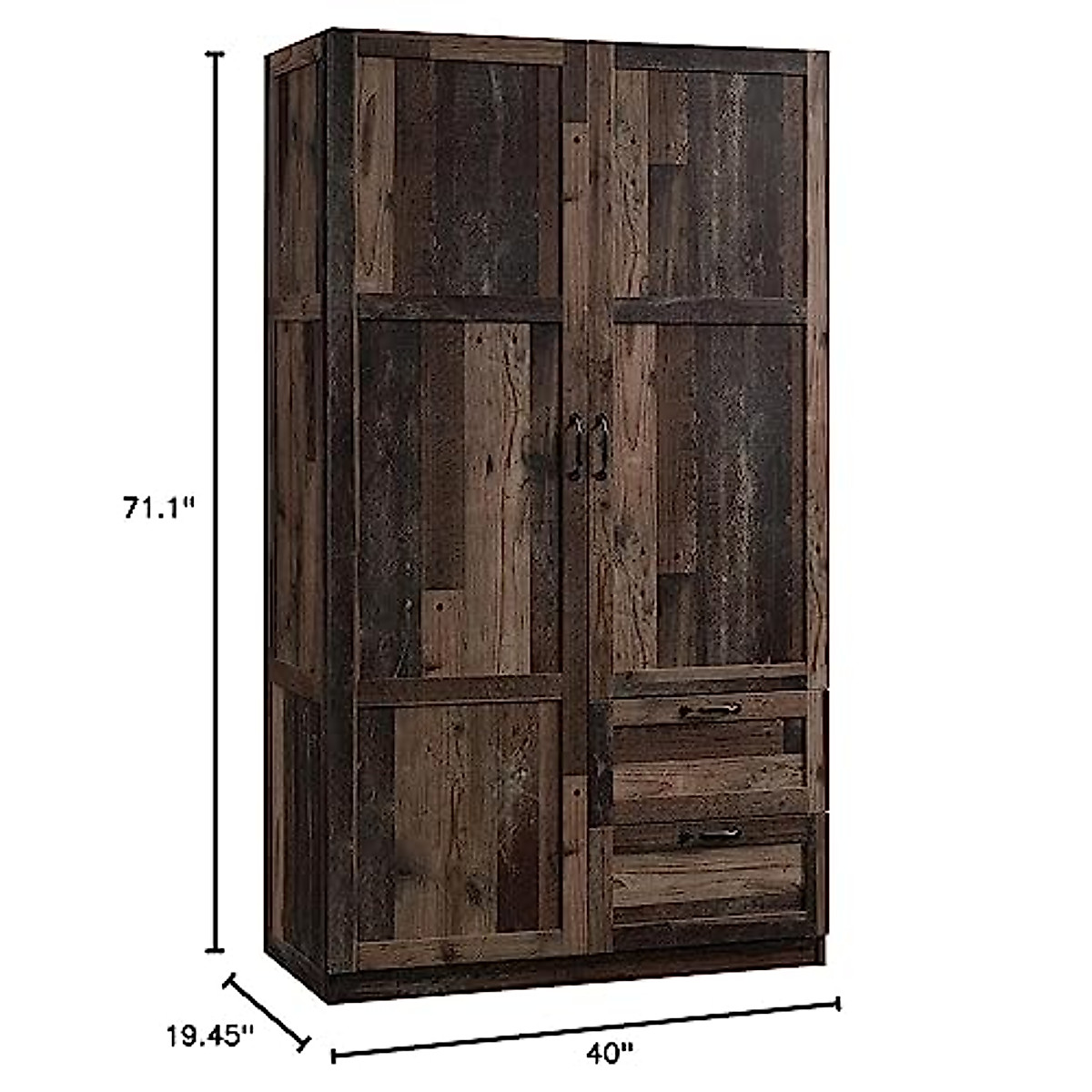 Sauder Miscellaneous Storage Wardrobe, L: 40.0" x W: 19.45" x H: 71.1", Reclaimed Pine Finish