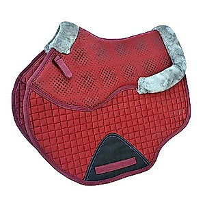 CHALLENGER Horse Contoured English Quilted Jumping Silicone Gel Saddle Pad Maroon 72182GY