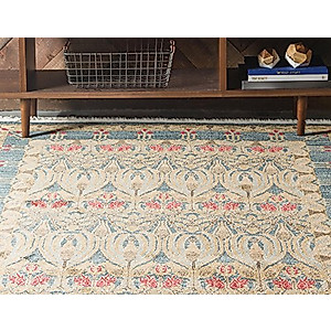 Unique Loom Edinburgh Collection Area Rug - Canmore (5' 1" x 8' Rectangle, Navy Blue/ Tan)