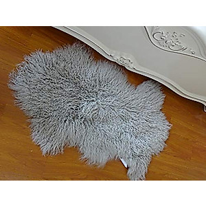 February Snow Deluxe Home Decorative Curly Fur Soft Plush 100% Real Genuine Mongolian (Tibetan) Lamb Wool Rug/Carpet/ (Grey)