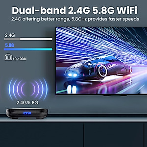 Android TV Box 12.0 4GB 64GB TV Box Android 2024 Support 8K Dual-WiFi 2.4G 5.8G Android Box H618 Chipset with HDR10 BT5.0 USB 2.0 3D Ethernet with Mini Backlit Keyboard
