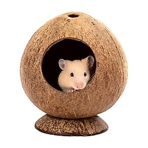 JIANGSHUANG Hamster Natural Coconut Shell hut Gerbil Small Animal Habitat Decoration Hamster Hiding House pet cave nest