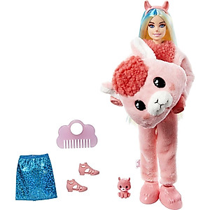 Barbie Cutie Reveal Doll, Fantasy Series Llama Plush Costume, 10 Surprises Including Mini Pet & Color Change