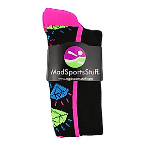 Crazy Socks with Diamonds Over the Calf (Black/Multi-Neon, Small)