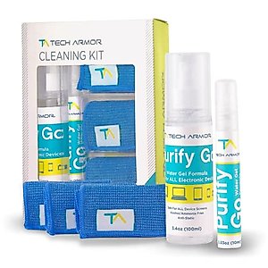 Tech Armor Screen Cleaner Kit [3.4oz +0.8oz] - Best for Smartphones, iPhones, iPads, Eyeglasses, e-Readers, Laptops, TV Screens and Monitors – Includes 3 Premium Microfiber Cloths