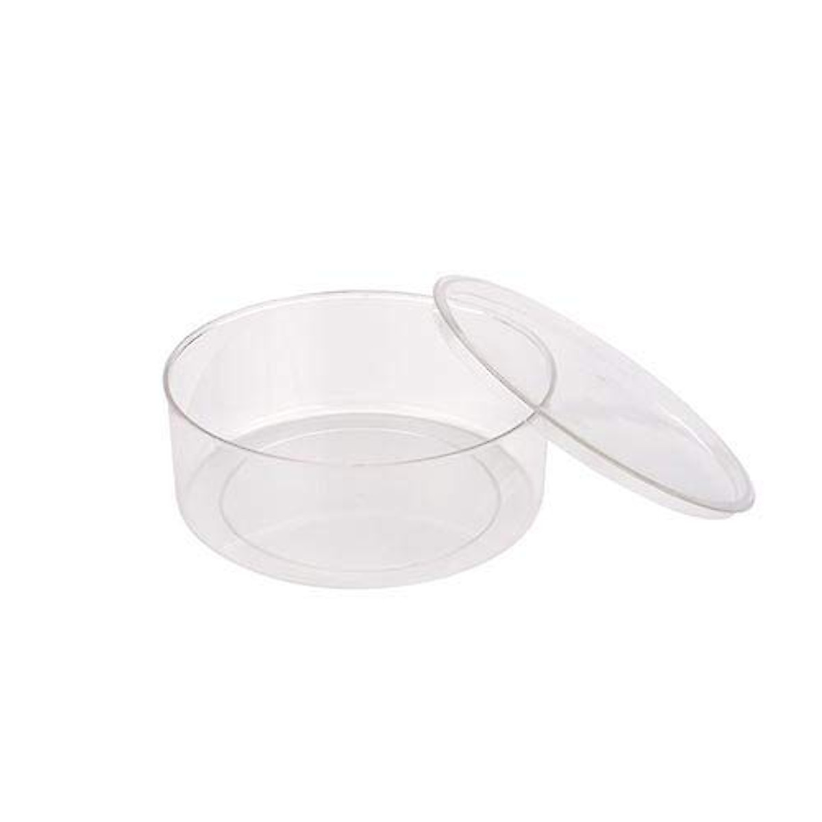 Pioneer Plastics 240C Clear Large Round Plastic Container, 8" W x 3" H, Pack of 4