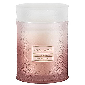 Valentine's Day Sea Salt & Rose Scented Candle Large Jar Candle for Home 19oz Gift Candle for Women Men Wooden Wick