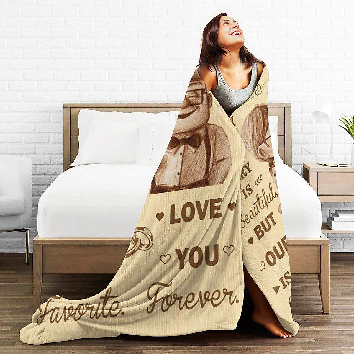 Anniversary Blanket Gifts for Him Her, Wedding Anniversary Romantic Gifts for Wife Husband, Best Happy Anniversary Marriage Gift for Couple Men Women, Soft Flannel Throw Blanket 60" x 50"
