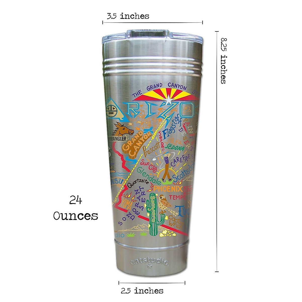 Catstudio Arizona Thermal Tumbler | Triple Wall Insulation With Non Slip Bottom | Great Travel Cup for Water, Coffee, Tea, or Smoothies