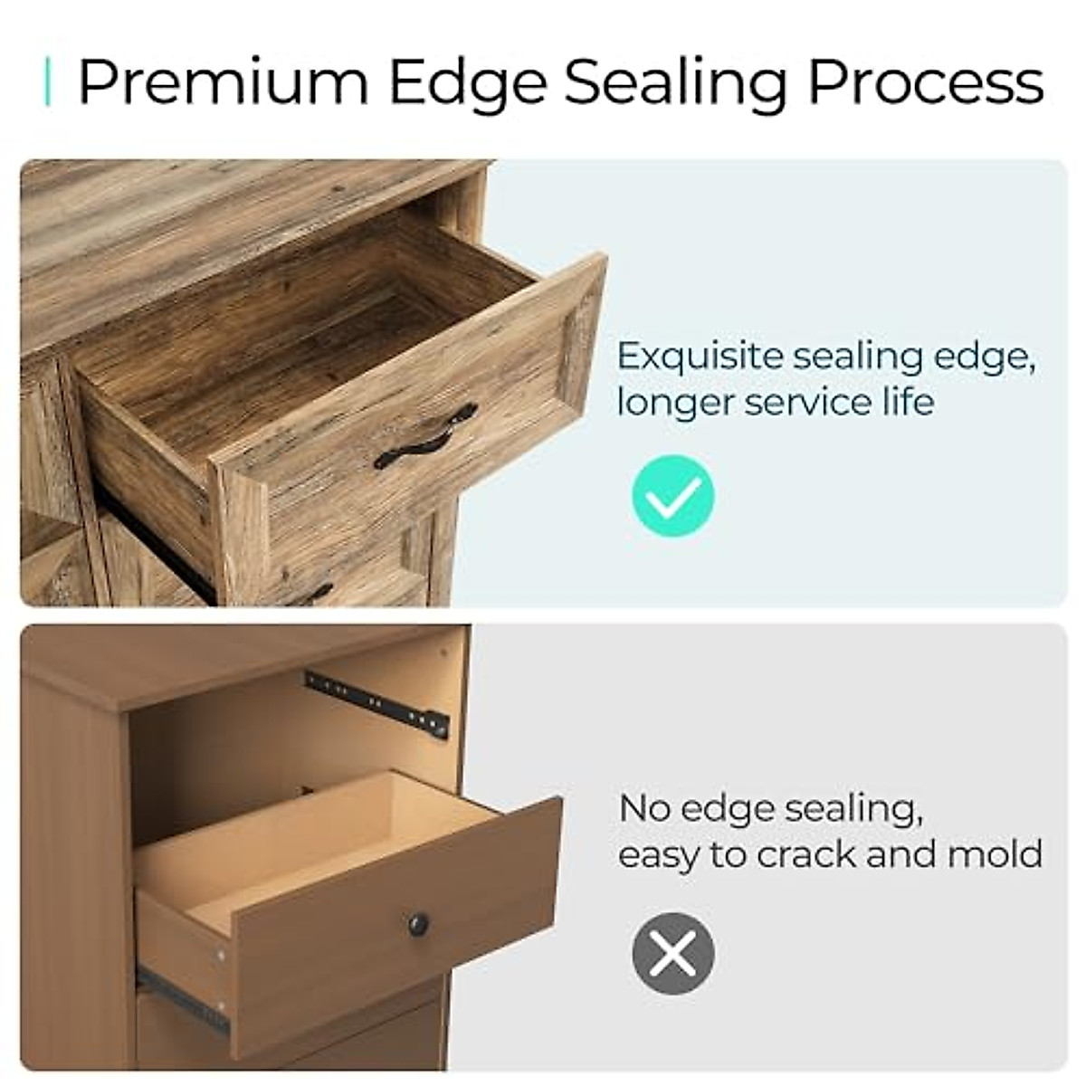 LINSY HOME Dresser for Bedroom, Long Dresser with 6 Drawers, Wood Chest of Drawers with Metal Handles, Ideal for Living Room, Entryway and Hallway