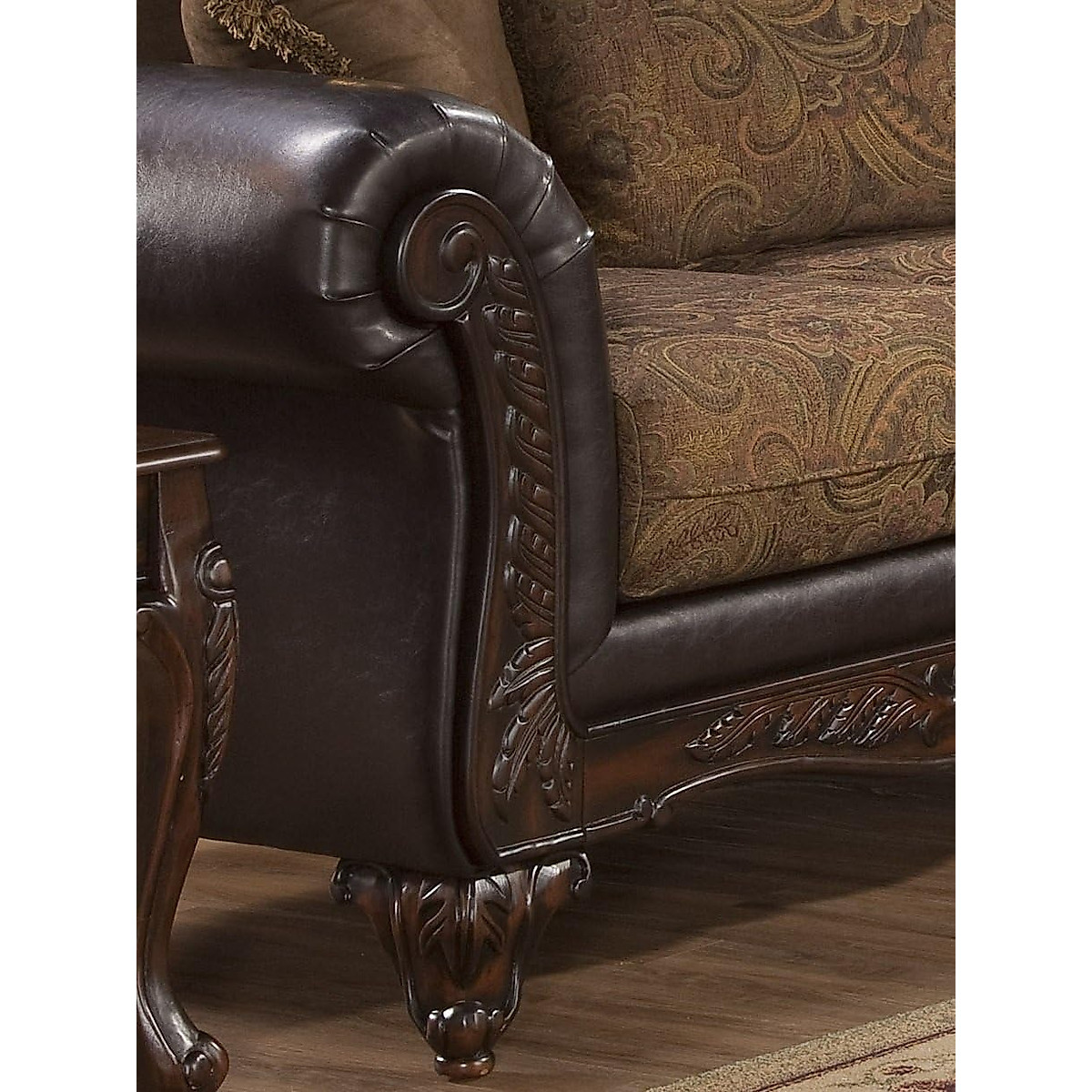 Roundhill Furniture San Marino 2-Tone Fabric Loveseat, Chocolate