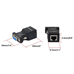 CERRXIAN DB9 RS232 Male & Female to RJ45 Female COM Port to LAN Ethernet Cat5e Cat6 Serial Coupler Extender Adapter(2-Pack)