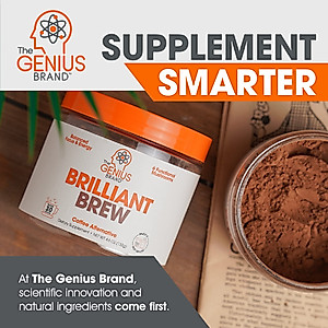 Genius Brilliant Brew, Coffee Alternative- Nootropic Adaptogen Mushroom Coffee Substitute, Natural Energy with No Jitters & Crash - 0 Sugar, No Preservatives or Artificial Flavors, Non-GMO & Soy-Free