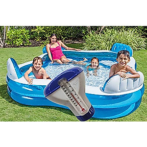 ATIE Floating 1" Mini Small Chlorine Tablet Dispenser with Built-in Floating Thermometer for Pool, Spa, Hot Tub, Fountain, Perfect for Inflatable Above-Ground Pools