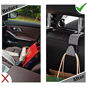 OSIFIT 2PCS Car Seat Hooks - Bling Rhinestone Headrest Hooks with Universal Design - Perfect for Holding Handbags, Clothes, Purses, and Water Bottles - Black