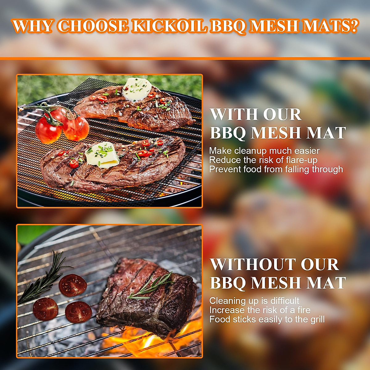 Grill Mesh Mat Set 5 Barbecue Grill Accessories Reusable Non-Stick Grill Mat for Vegetables Fish Grilling Mat Sheets for Outdoor Smoker Charcoal Gas Electric Grill BBQ Tools,XL 15.75 x 13 inch, Black