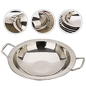 UPKOCH Handles Steel Ramen Handle Pans and Seafood Safe Flying Korean Use Paella Kitchen with Everyday for Double Stainless Stock Household Pot Grill Accessories Outdoor Hot Classic