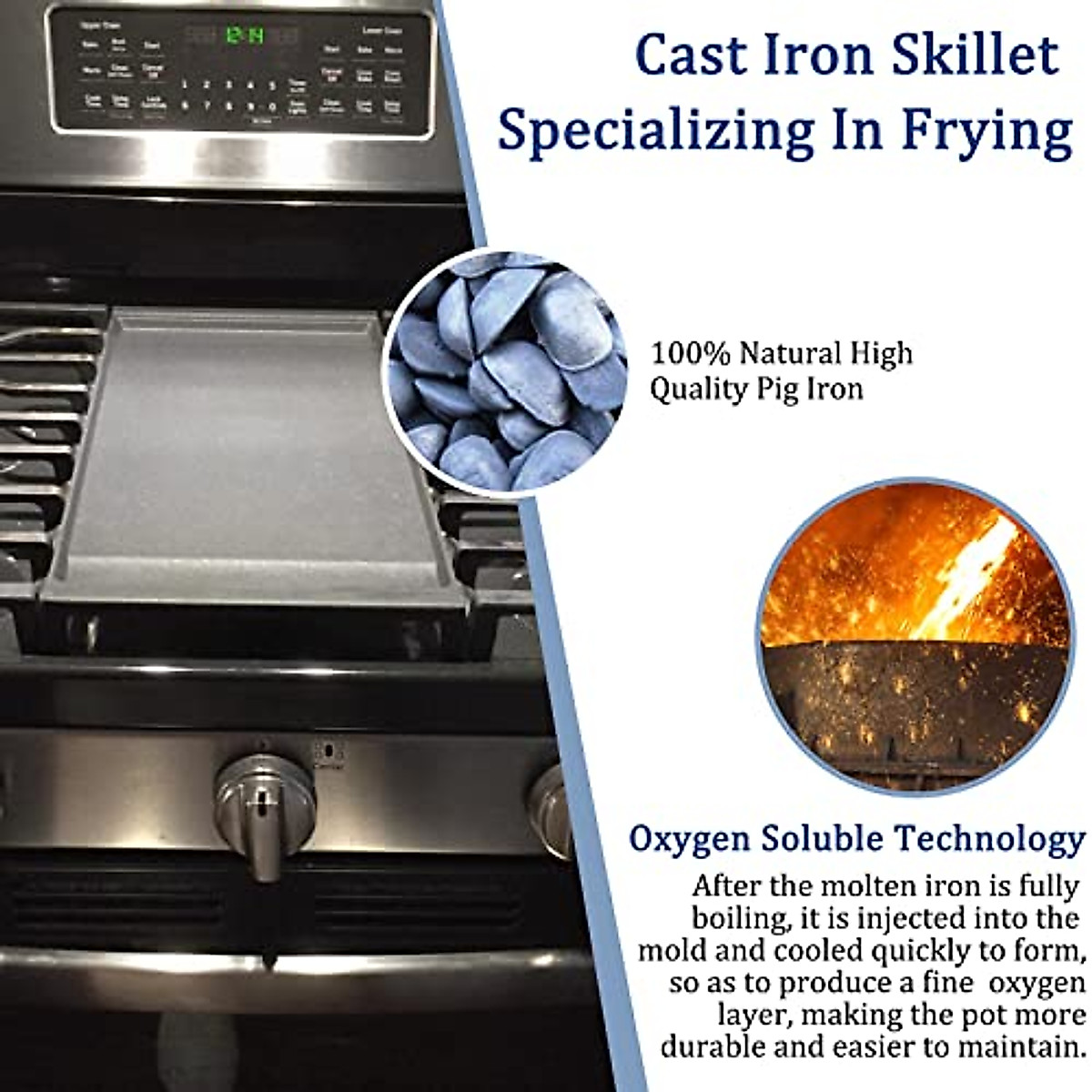 UPGRADED WB31X24738 Griddle Replacement for ge Appliance Gas Range Part,WB31X24998 Gas Stove Top Griddle Compatible With ge Gas Stove Top Parts, Free Standing Range Center Griddle Flat Top Pan