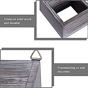 bluegift Shadow Box Display Shelf 9-Slot Rustic Wood Wall Mountable & Freestanding Shelf for Table or Desk, Torched Brown