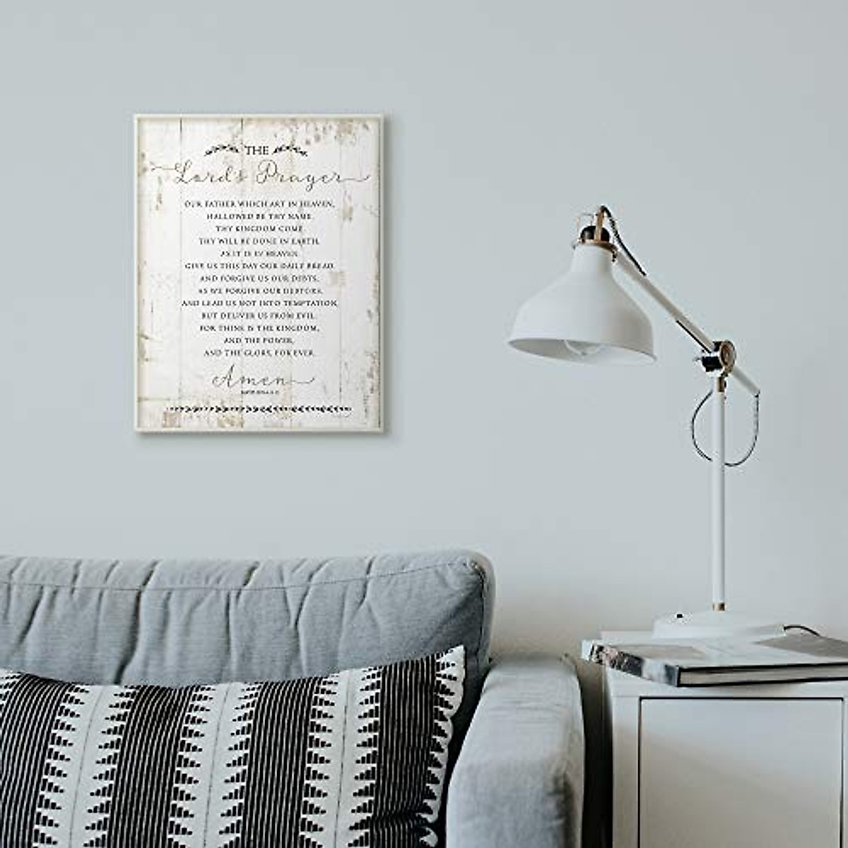 Stupell Industries The Lords Prayer Our Father Rustic Distressed White Wood Look Wall Plaque, 10 x 15, Design by Artist Jennifer Pugh