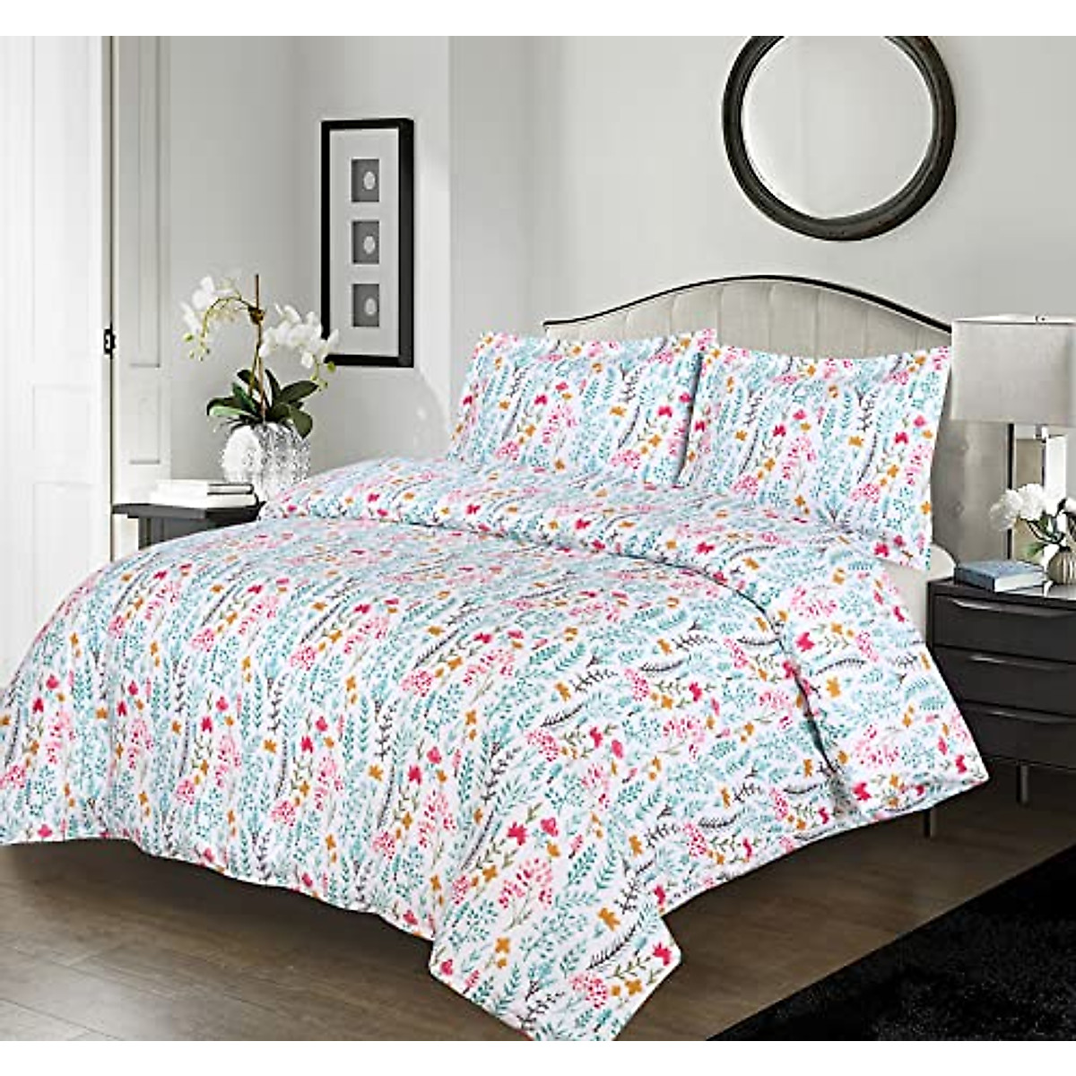 ZOYER Queen Duvet Cover Set [Daisy Day] -3 Piece Printed Comforter Cover Set with Zipper-Brushed Microfiber Soft & Comfortable Bedding Set-1 Duvet Cover with 2 Pillow Shams.