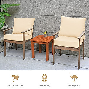 Giantex Patio Cushion Set, Deep Seat and Back Cushion, Outdoor Chair Pads with Ties, Cushion Replacement for Patio Furniture, Waterproof and High Resilient, 6 Inch Thick Indoor Floor Cushion