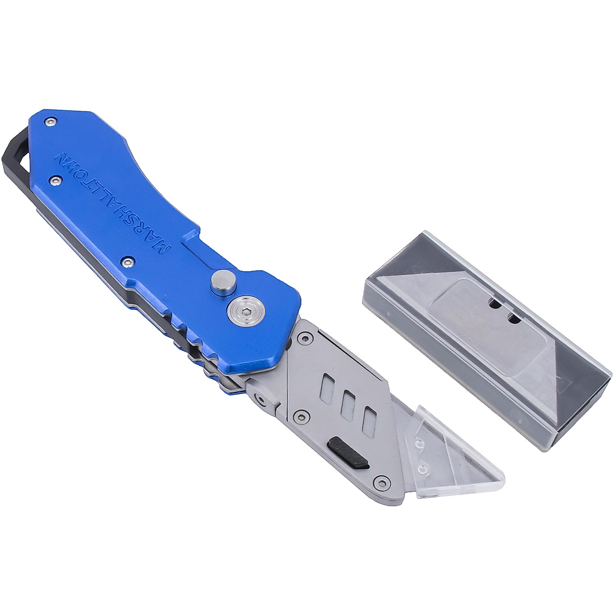 MARSHALLTOWN Folding Utility Knife, Folding Type, Aluminum Handle, Zinc Housing, Stainless Steel Skeleton, 9080