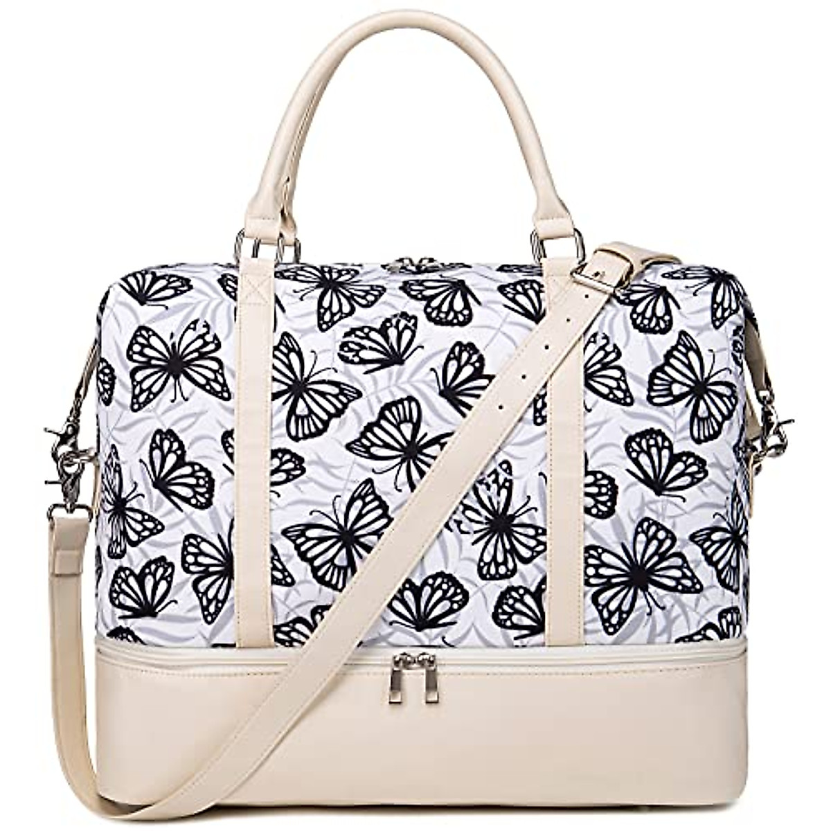 CAMTOP Weekender Travel Bag for Women Ladies Overnight Carry On Tote Duffel Bag with Luggage Sleeve and Shoes Compartment (Butterfly Travel Tote)