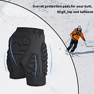 Tentock 3D Protective Hip for Snowboarding，Butt Padded Safety Impact Shorts EVA Protection Pad for Skating Outdoor（XXXL） Black