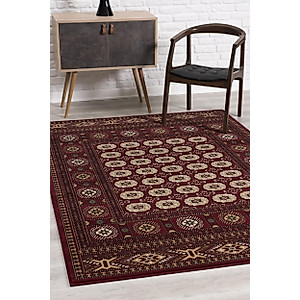 RUG BRANCH Majestic Afghan Persian Chobi Red Beige Indoor Area Rug for Living Room, Bedroom, Dining Room, and Kitchen - 8' x 11' (Exact Size: 7'9" X 10'8")
