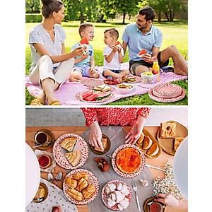 Nkaiso 141 Pieces Pink and Rose Gold Party Supplies, Party Dinnerware Sets Include Paper Plates Napkins Cups Silverware, for Wedding Bridal Shower Engagement Birthday Parties Decoration -20 Serves