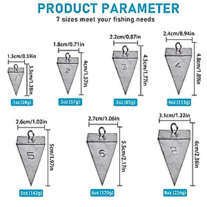 Pyramid Sinker Fishing Weights Surf Fishing Sinkers Saltwater Fishing Weights Fishing Gear Tackle 1oz-8oz (4pcs Mixed 1oz+2oz+3oz+4oz)