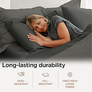 Threadmill Luxury 800 Thread Count California King 100% Cotton Sheets - Dark Grey Sateen Weave Bed-Sheets, Better Than Egyptian Cotton,4 Pc Solid Bedding Set, Fits 16" Deep Pocket