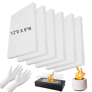 6 Pieces Ceramic Wool Sponge Replacement for Tabletop Fire Pit Bowl to Extend Burning Time - Ceramic Wool Wick Insulation for Bioethanol Fuel Fireplace (12" D x 8" W x 2" H)
