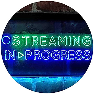 ADVPRO Streaming in Progress Display Dual Color LED Neon Sign Green & Blue 16 x 12 Inches st6s43-i4096-gb