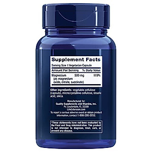 Life Extension Magnesium Caps 500 mg – Essential Mineral Blend For Cardiovascular & Whole-Body Health – Gluten-Free, Non-GMO, Vegetarian -100 Vegetarian Capsules