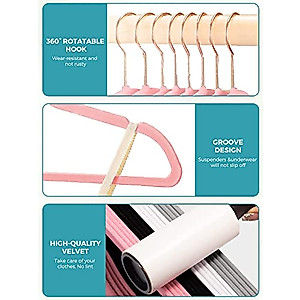 Smartor Premium Velvet Baby Hangers for Closet 50 Pack, 11.8" Safe Durable Baby Clothes Hangers for Nursery with 6 Pcs Closet Dividers, Sturdy Felt Hangers for Toddler/Infant/Kids/Childrens - Pink