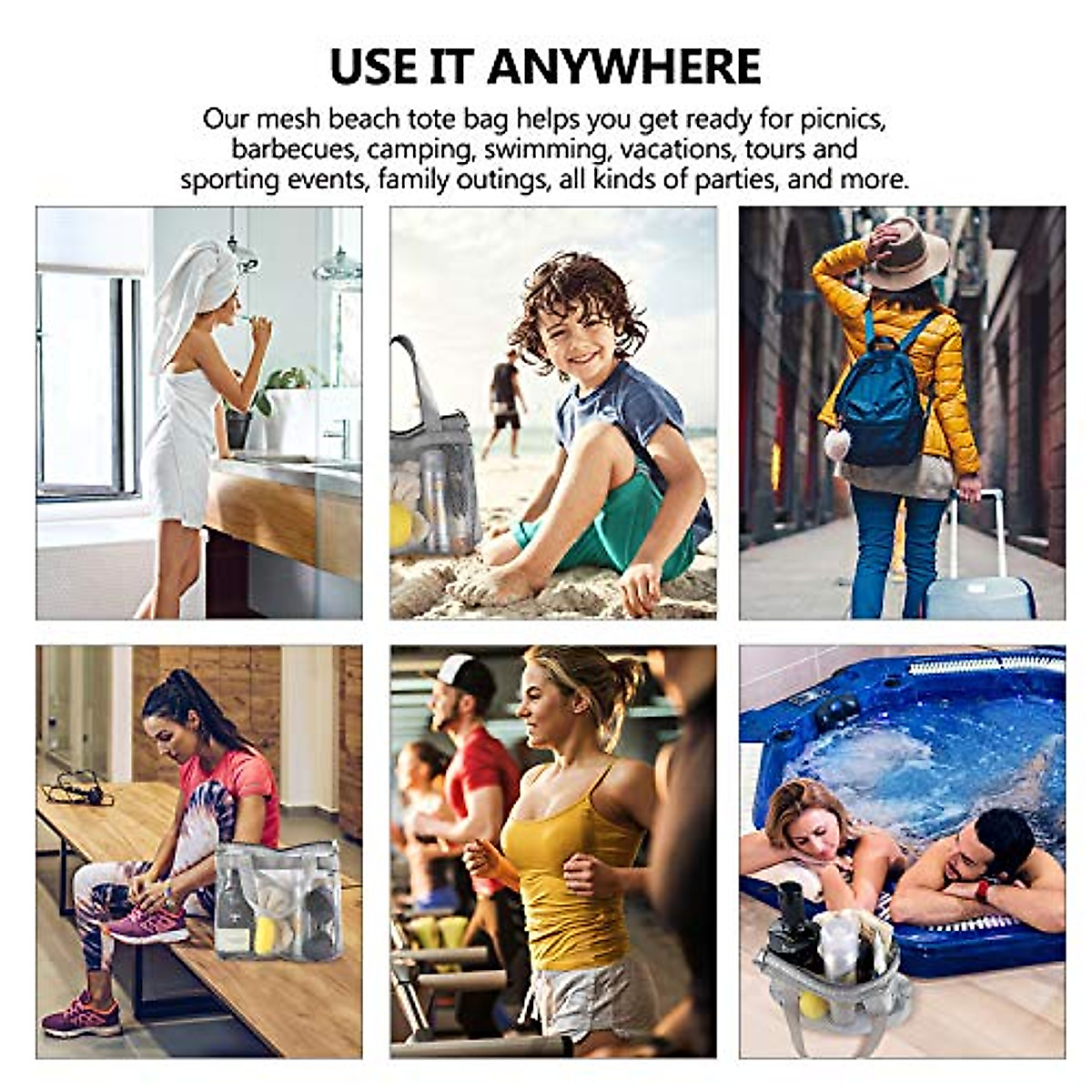 2 Pcs Portable Shower Mesh Caddy Bag Quick Dry Hanging Toiletry and Bath Organizer for Travel and Swimming with Zipper (2 Gray)