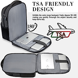 BIKROD Backpack for Men, TSA Travel Backpack, School Backpacks for Teens Water Resistant Back Pack with USB Charging Port, Business Anti Theft Durable Computer Bag Gifts Fits 15.6 Inch Laptop,Black