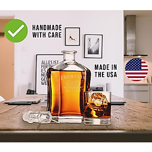 Personalized Etched Glass 23oz Whiskey Decanter, Custom Engraved Fathers Day Gift, Retirement, Anniversary, Housewarming, Customized Bourbon Gifts for Men, Scotch Birthday Gifts,Him,Dad, OG Bernard