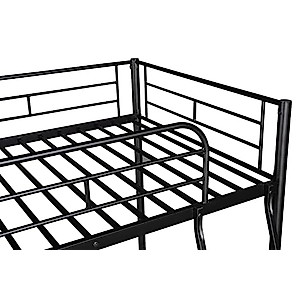 HomSof Twin Loft Metal Heavy Duty High Bunk Bed with Safety Guard Rails and Ladder, No Box Spring Needed, Black