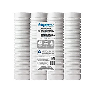 HYDROVOS 25-Micron 10" x 2.5" Whole House Water Filter, NSF 42 Certified Universal Fit 10 Inch Sediment Filter Replacement Cartridge for Standard RO Unit and Home Water Filtration Housing, 4 Packs