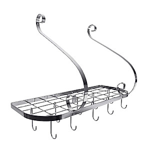 Vdomus Hanging Pot Rack Organizer, Wall Mounted Kitchen Pan Organizer Pots and Pan Storage with 10 Hooks, Kitchen cookware Storage Organizer, 24 by 10-inch (Sliver)